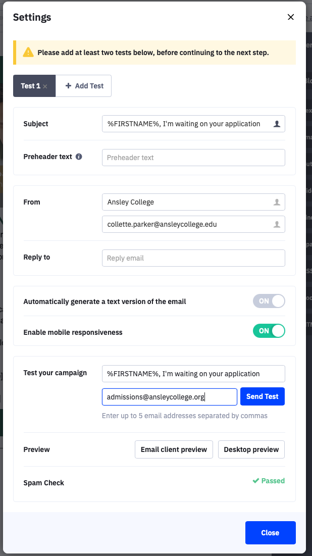 How to create a split test email campaign – eduConverse